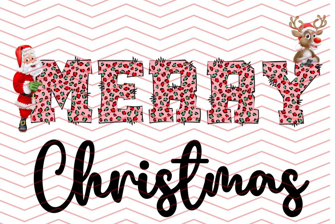 Merry Christmas, Doodle Font, Christmas PNG, Cheetah Print, Christmas ...