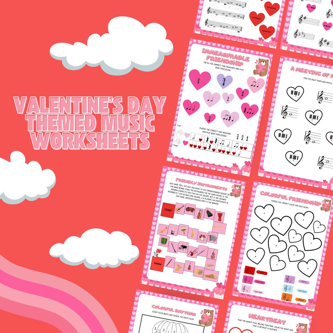 Valentines Day Themed Music Worksheets - Etsy