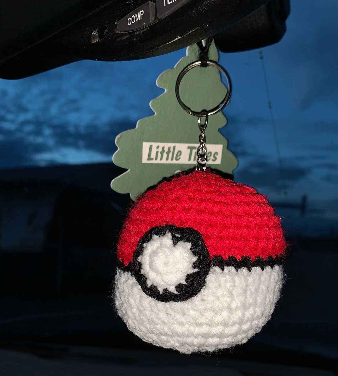 Pokeball Crochet Keychain Mirror Accessory Car Accessories - Etsy