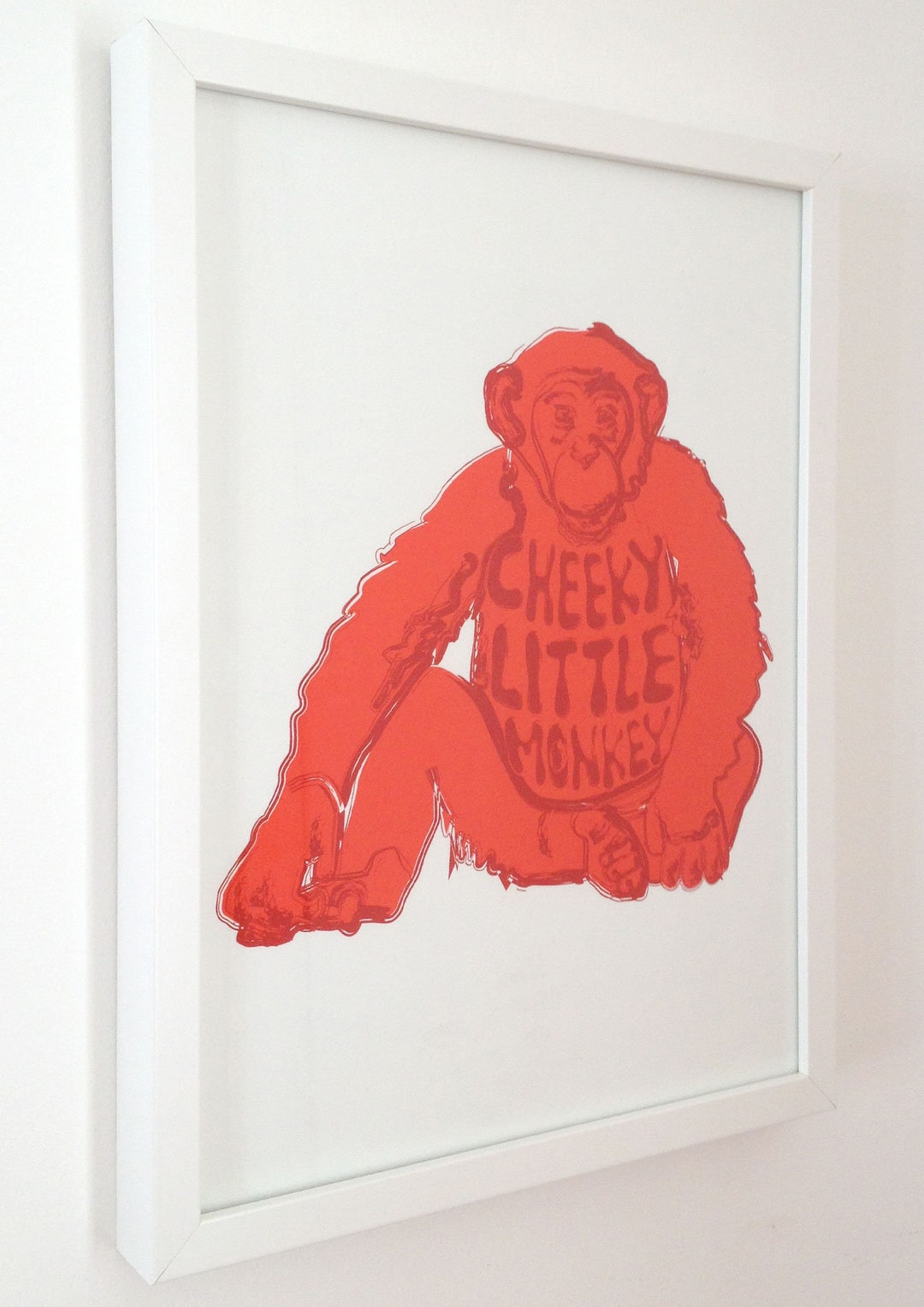 Red Cheeky Little Monkey A4 Illustrated Print of a Monkey - Etsy