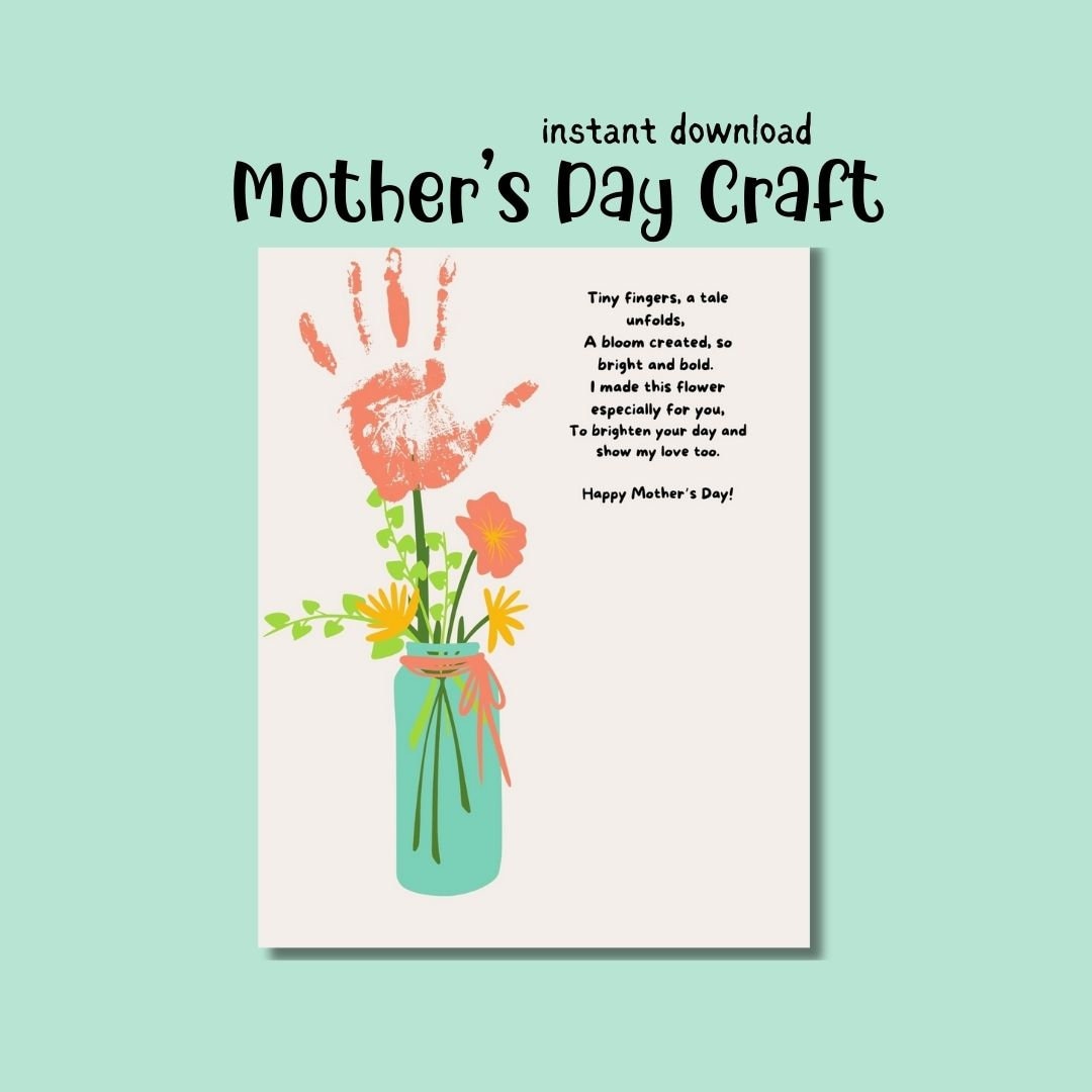 Mother's Day Handprint Poem,flower Jar Handprint,poem for Mom,mothers ...