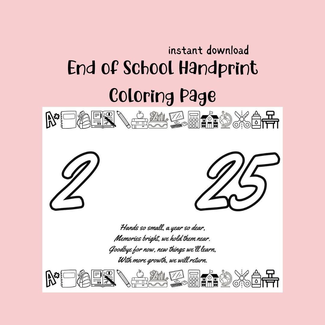 End of School Handprint Coloring Page,graduation Handprint,preschool ...