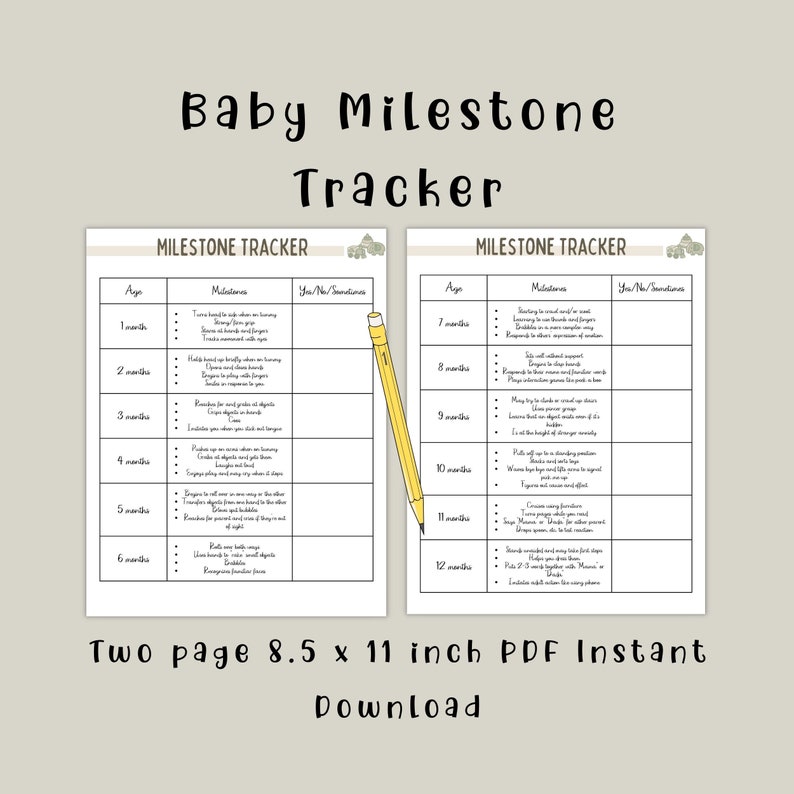 Neutral Baby Milestone Tracker, Milestone Checklist, Baby Checklist ...