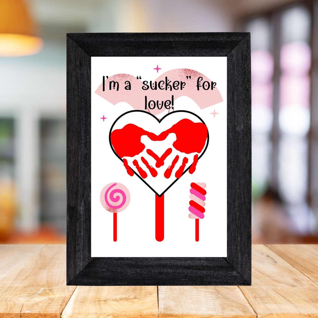 Valentines Day Handprint Craft, Lollipop Handprint Art, Valentine ...