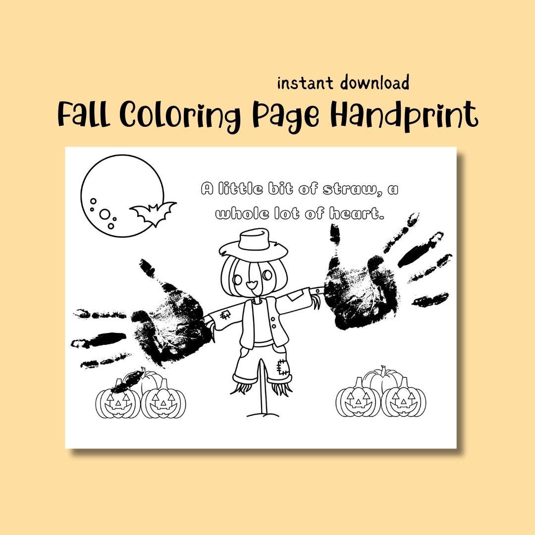 Fall Scarecrow Handprint Coloring Page,autumn Coloring Page,scarecrow ...