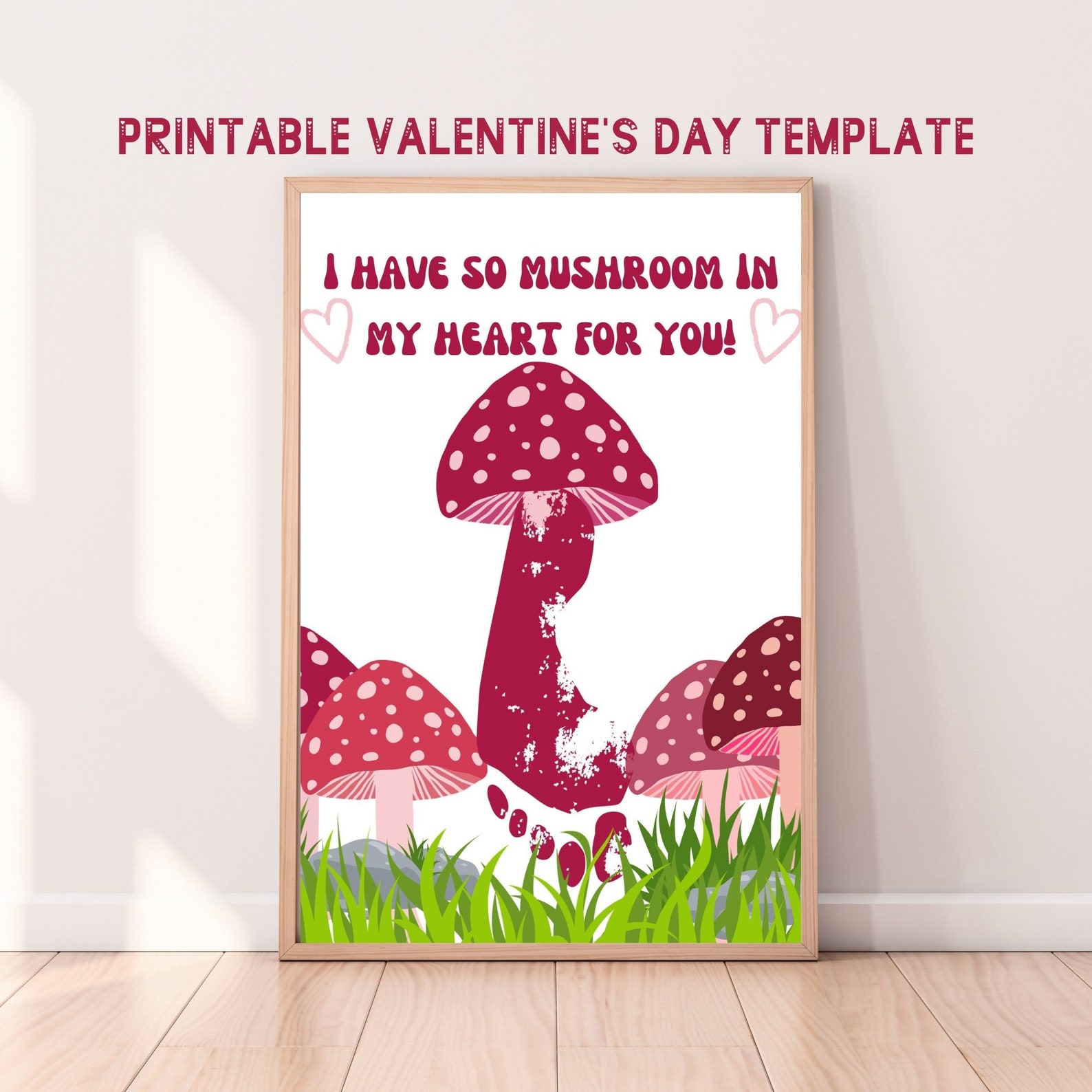 Printable Valentines Day Footprint, so Mushroom in My Heart, Mushroom ...