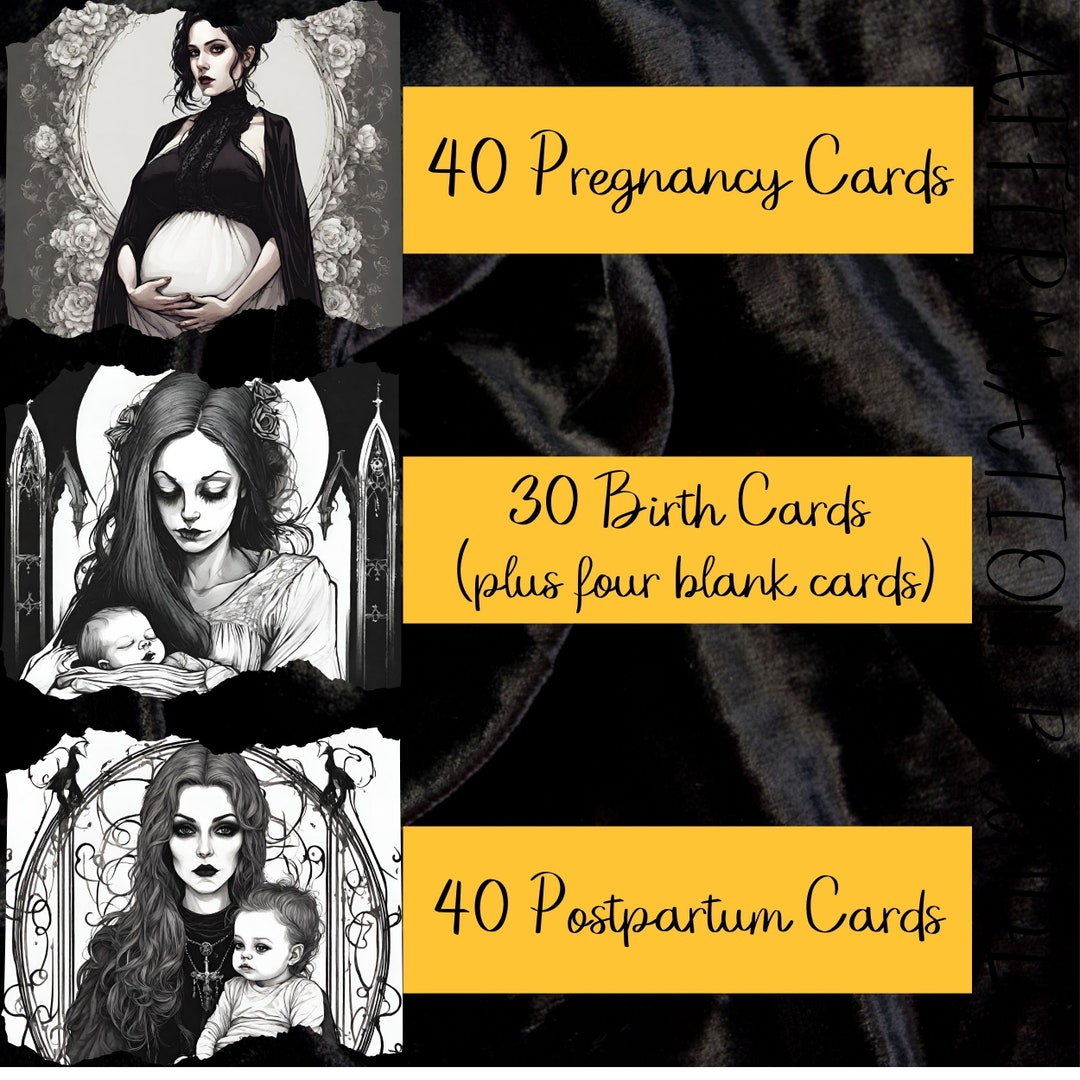 Victorian Affirmations Set, Gothic Print, Pregnancy Affirmation Cards ...