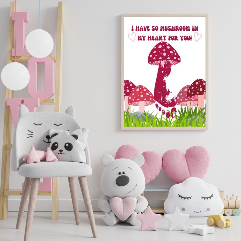 Printable Valentines Day Footprint, so Mushroom in My Heart, Mushroom ...