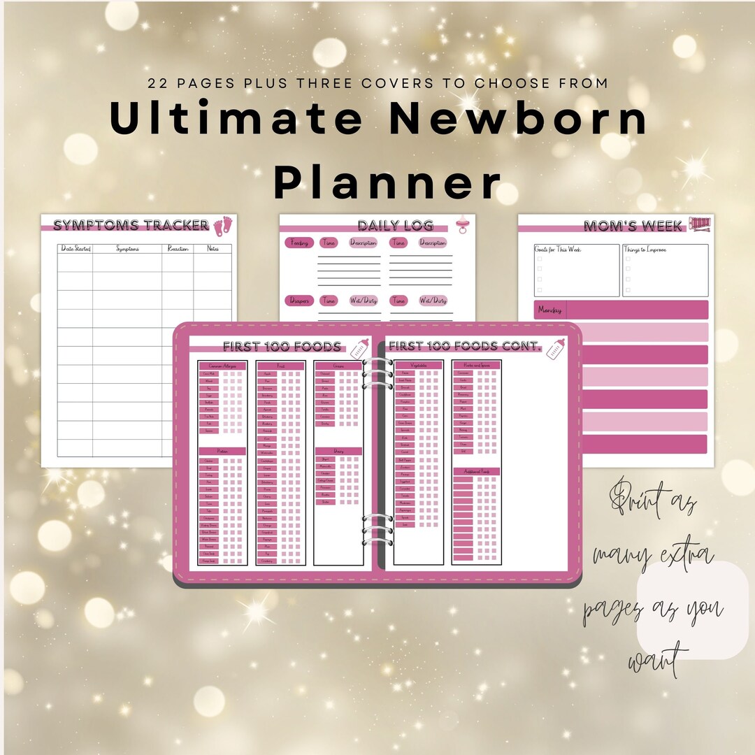 Pink Newborn Baby Planner, Newborn Journal, Baby Tracker Logs ...