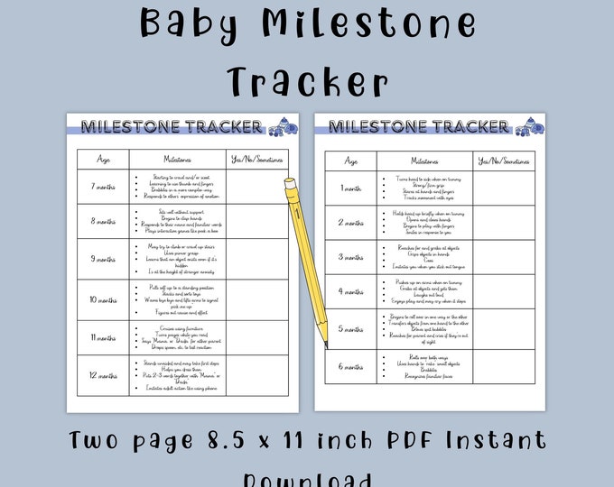 Baby Milestone and Development Chart, Printed, Laminated, Baby ...