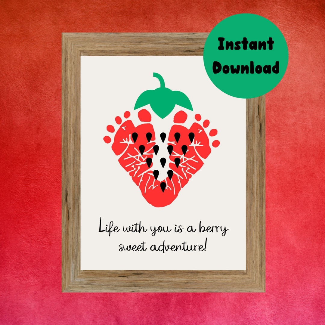 Berry Sweet Footprint Craft, Handprint Art, Valentines Day Handprint ...