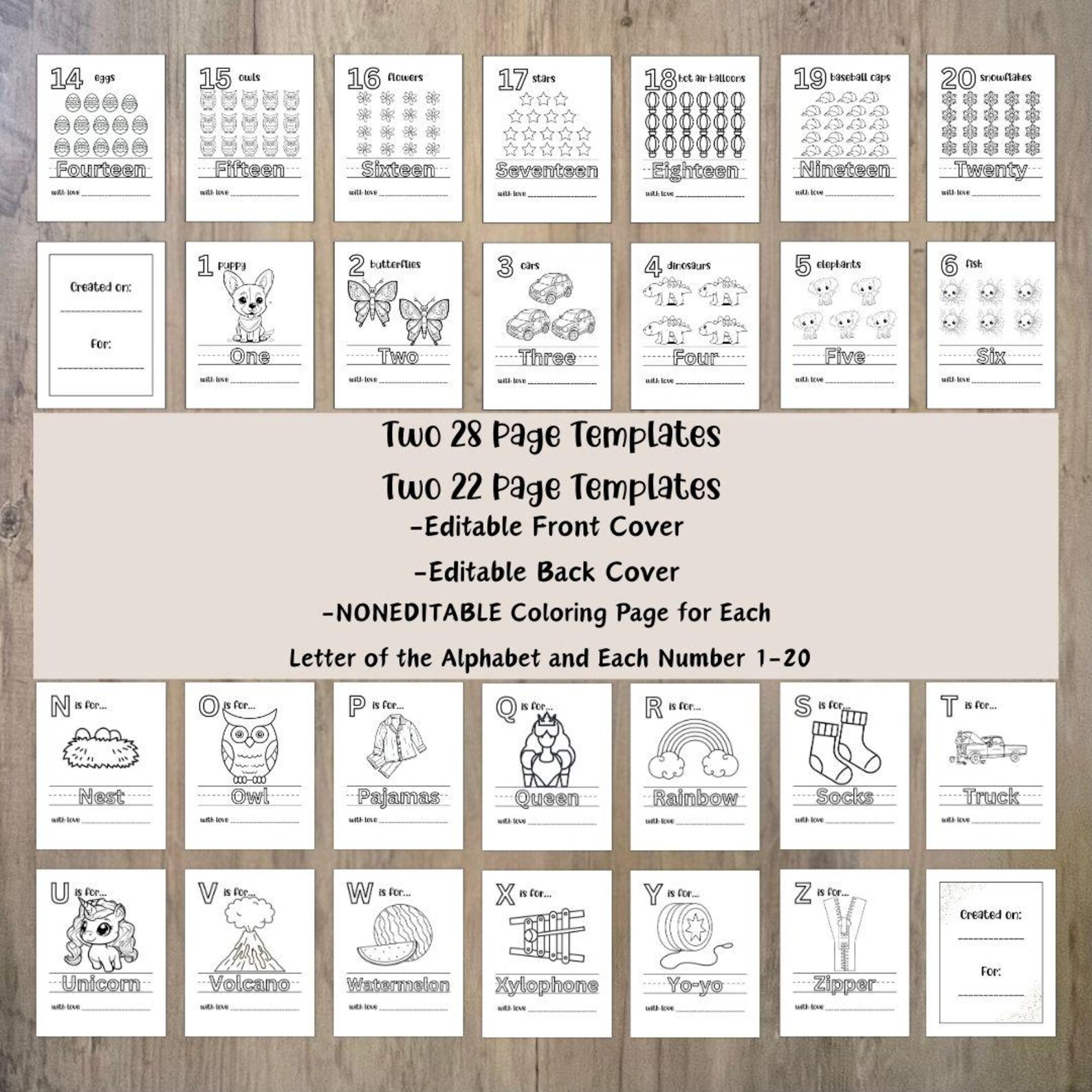 Editable Babys First ABC & 123 Coloring Book Bundle,baby Shower ...