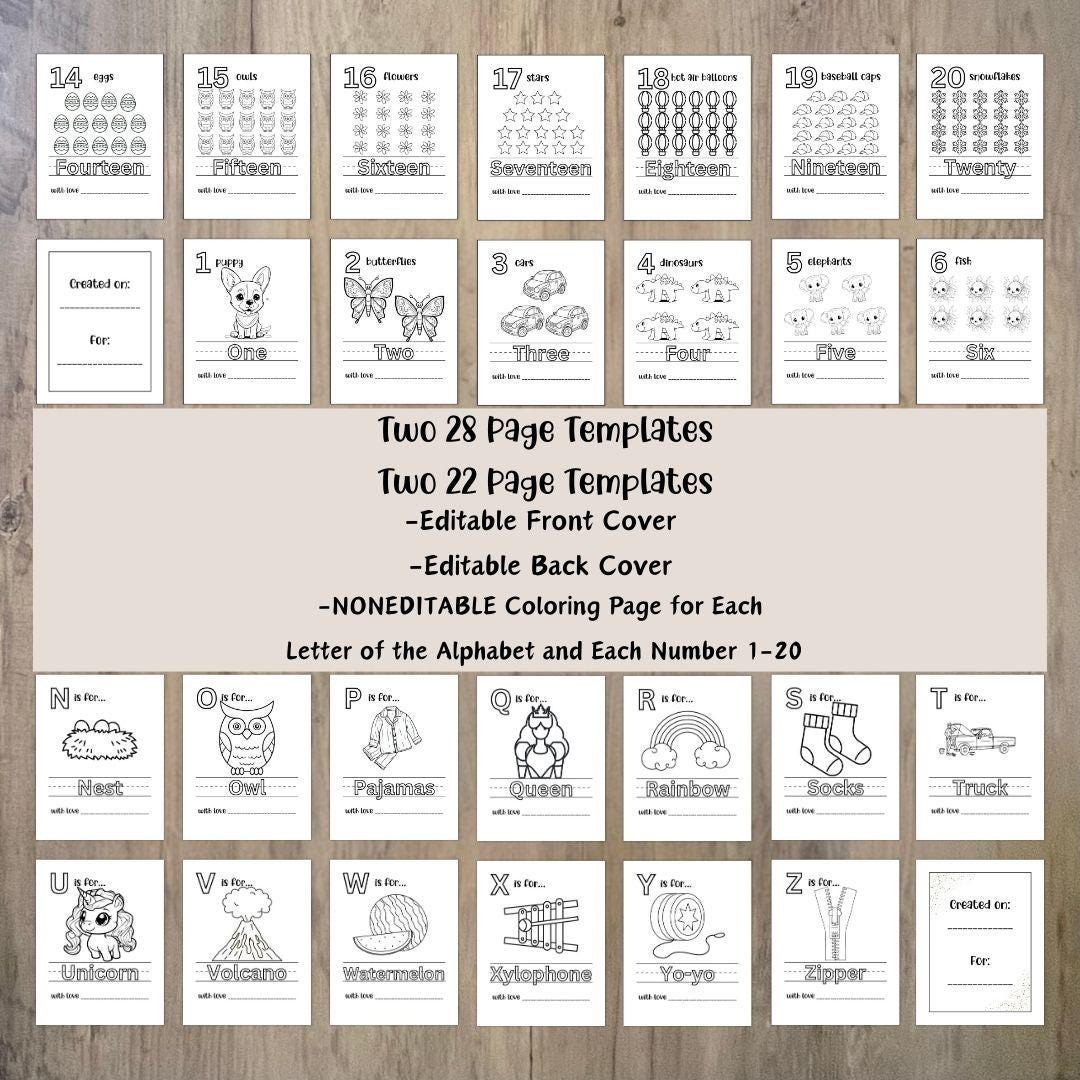 Editable Babys First ABC & 123 Coloring Book Bundle,baby Shower ...