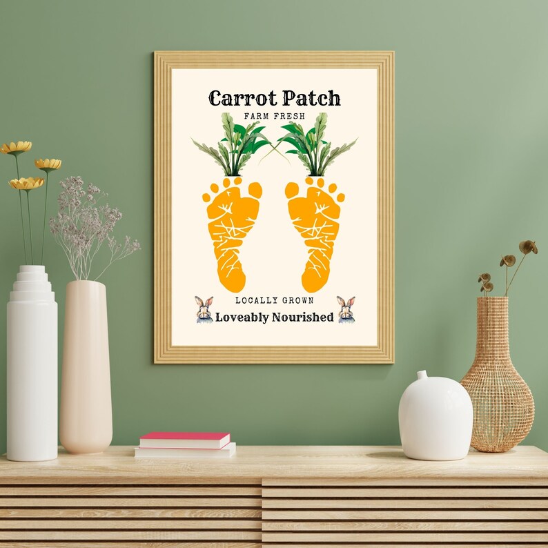 Carrot Patch Farm Sign Footprint Art, Easter Footprint, Carrot ...