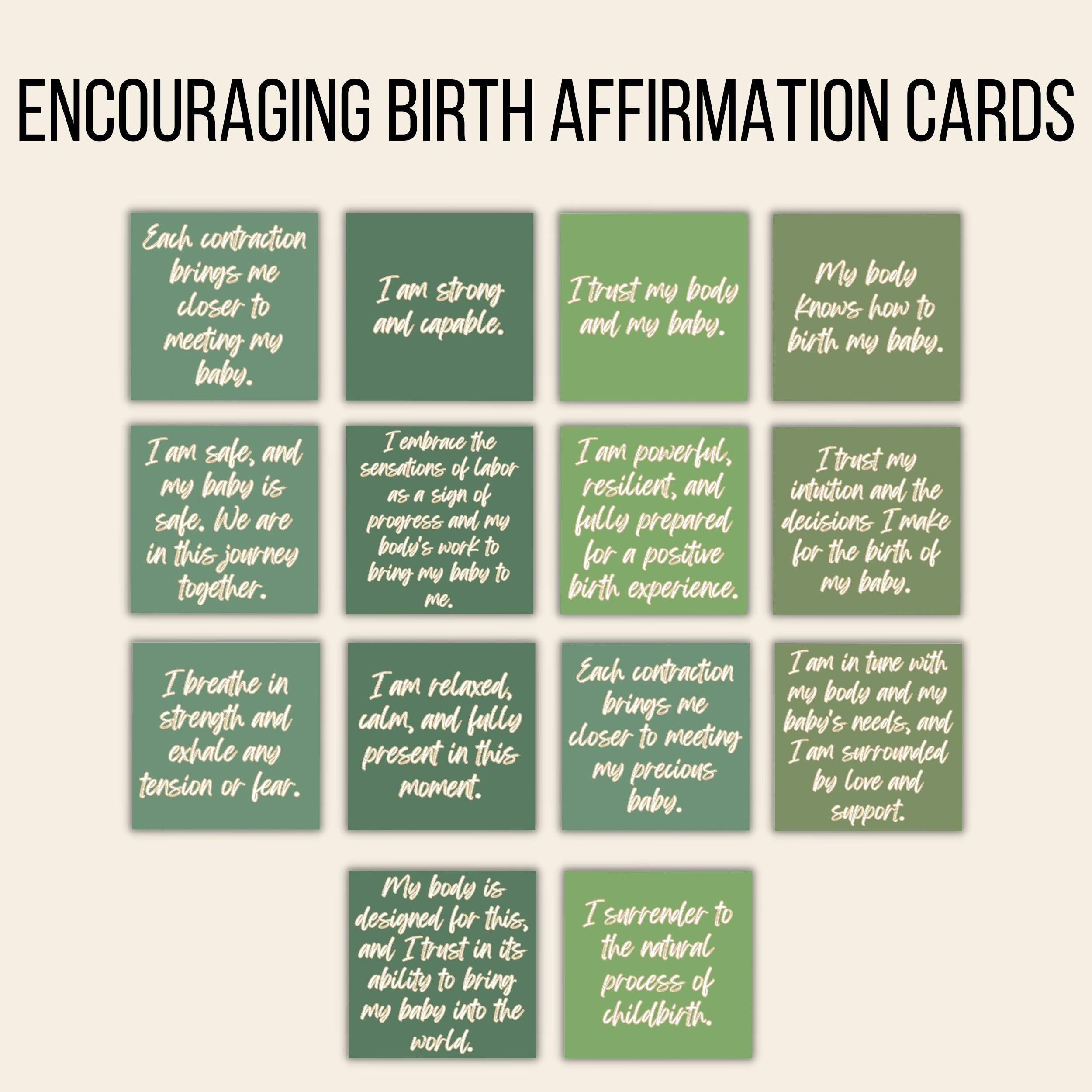 Birth Affirmation Printable Cards,positive Birth Quotes,digital ...