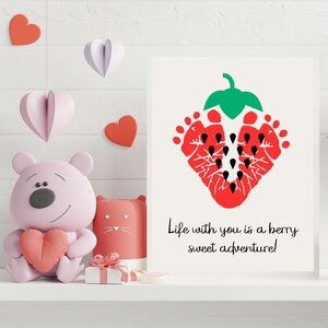 Berry Sweet Footprint Craft, Handprint Art, Valentines Day Handprint ...