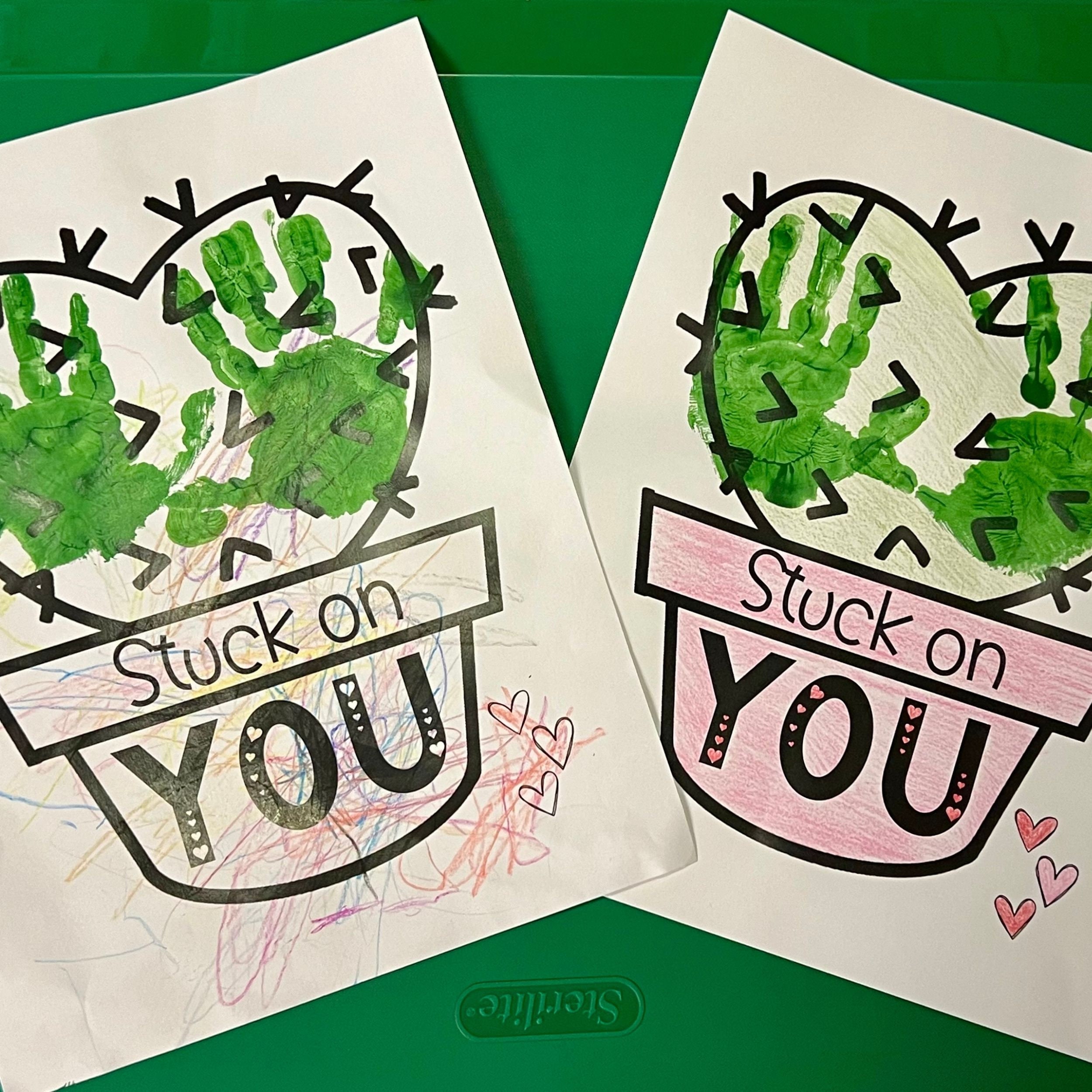 Valentine's Day Coloring Page Handprint Craft, Cactus Handprint Art ...