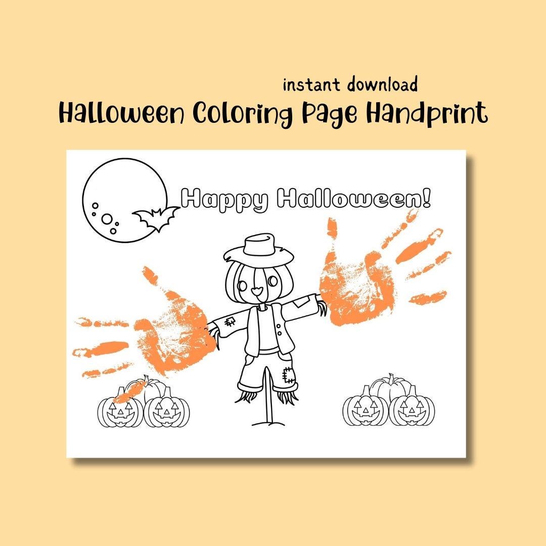 Halloween Scarecrow Handprint Coloring Page,spooky Season Scarecrow ...