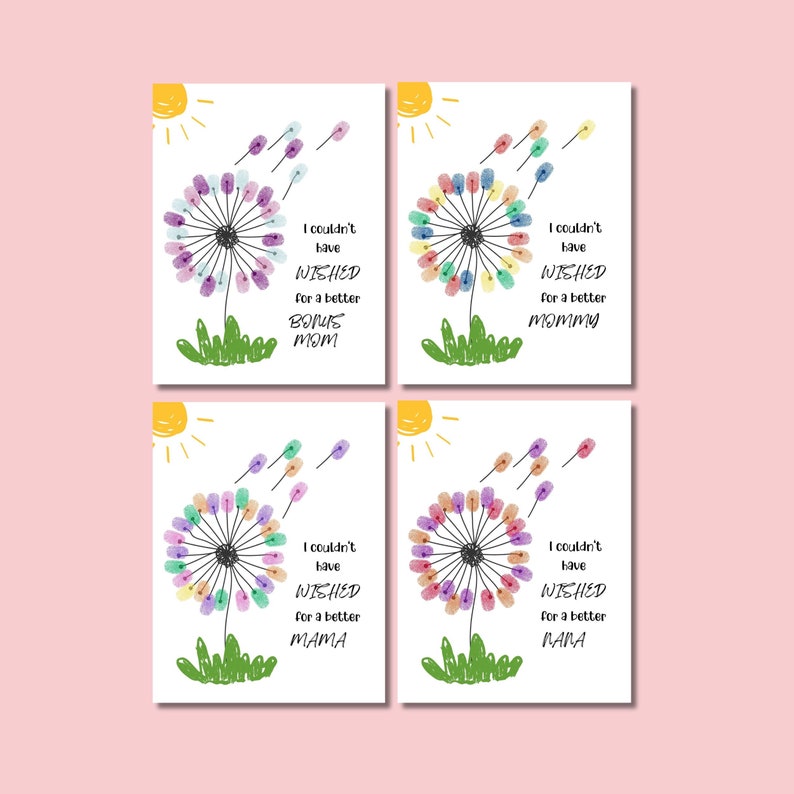 Mother's Day Dandelion Bundle,thumbprint Craft,mother Day Handprint ...