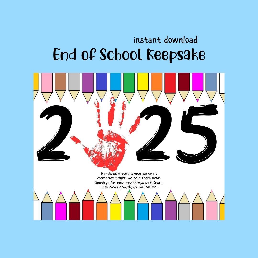 End of School Handprint Keepsake,2025 Kinder Handprint,2025 School ...