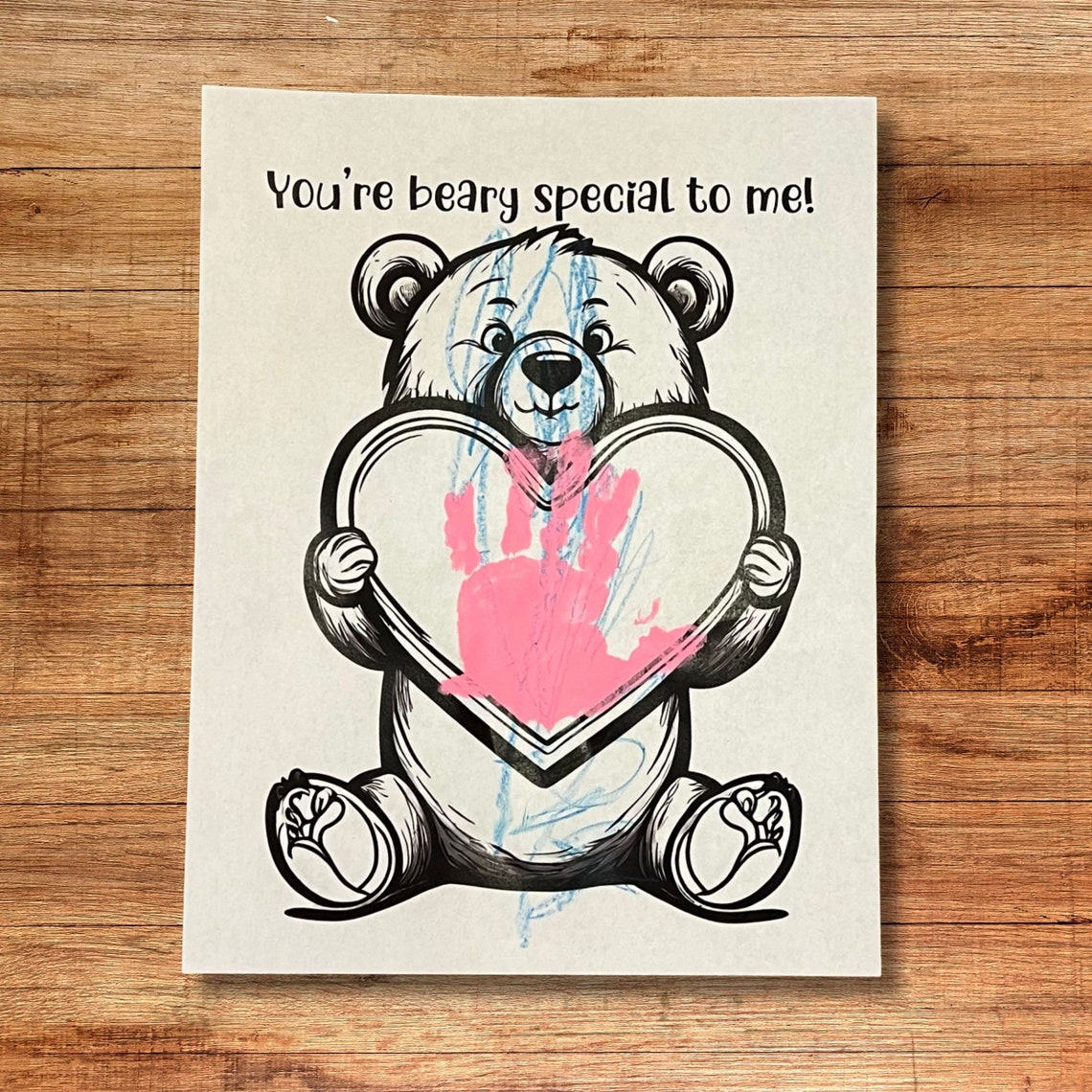 Valentines Day Handprint Craft Coloring Page, Bear Handprint, Beary ...