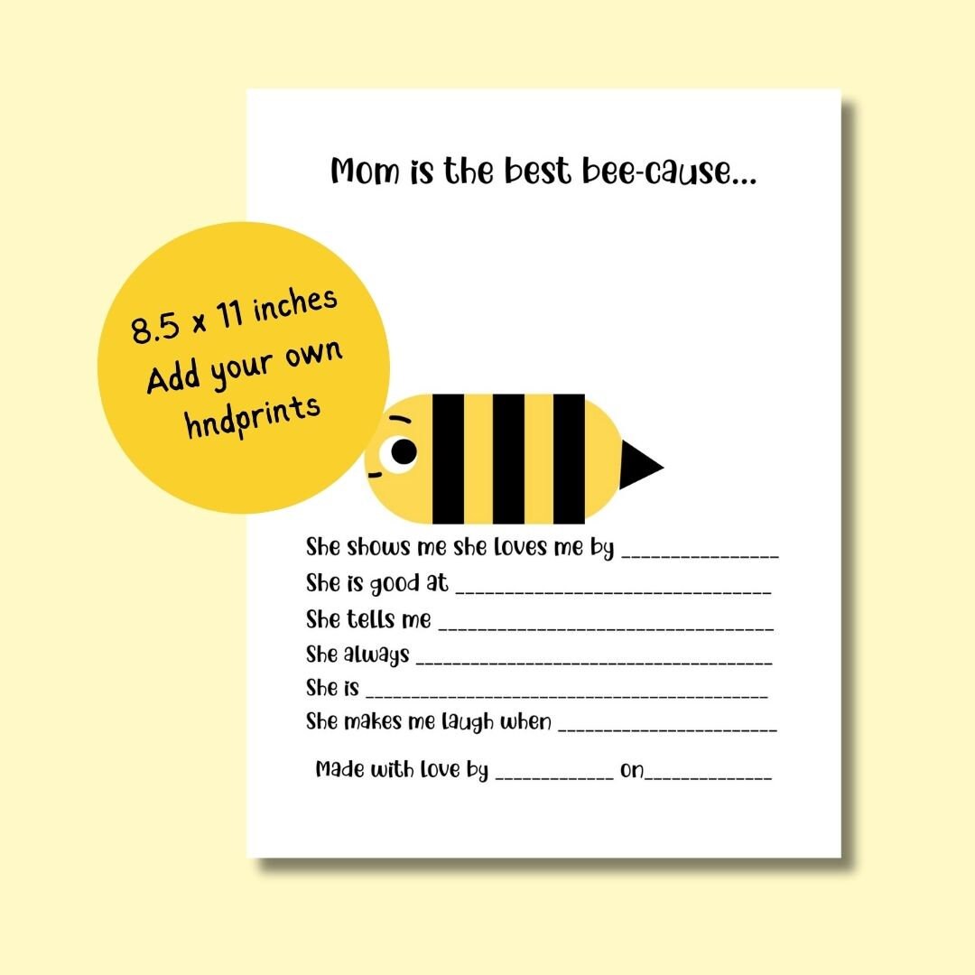 Mothers Day Handprint,bee Handprint,all About Mom Printable,preschool ...