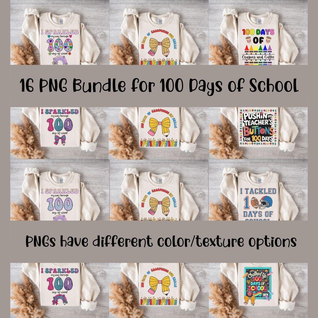 100 Days of School Png Bundle,100 Days Bundle,100 Days Sparkle,pushing ...