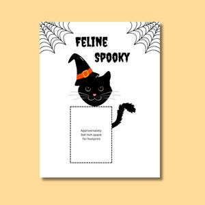 Black Cat Halloween Footprint,halloween Handprint,feline Spooky ...