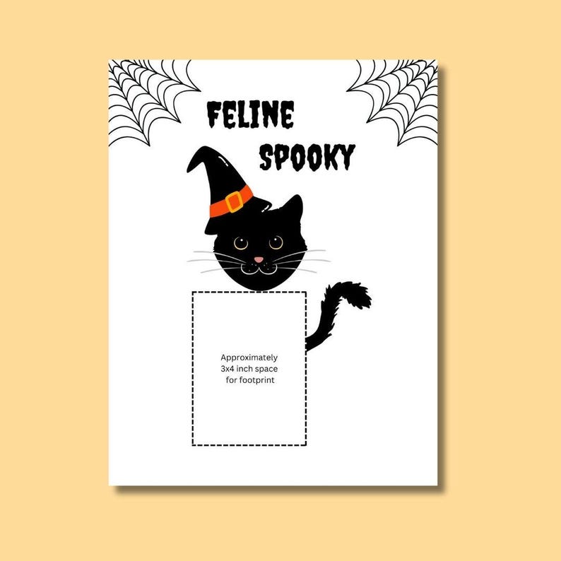Black Cat Halloween Footprint,halloween Handprint,feline Spooky ...