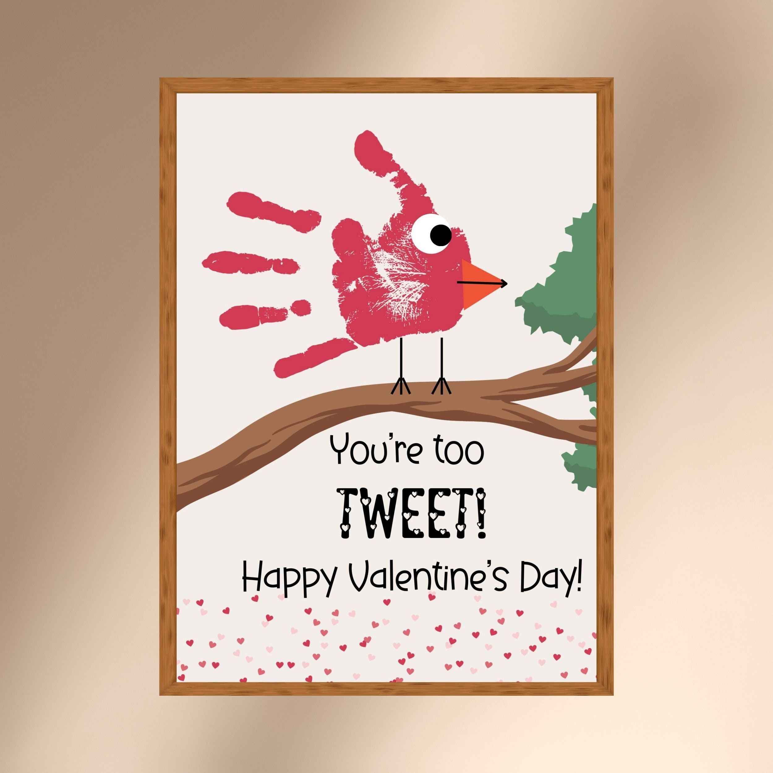 Valentine's Day Handprint Craft, You're Too Tweet, Red Bird Handprint ...
