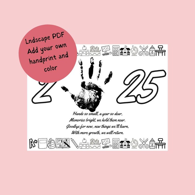 End of School Handprint Coloring Page,graduation Handprint,preschool ...