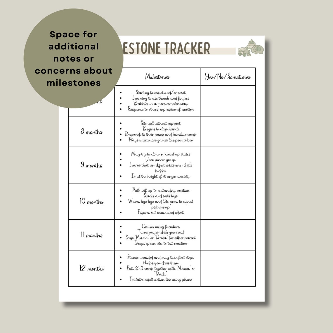Neutral Baby Milestone Tracker, Milestone Checklist, Baby Checklist ...