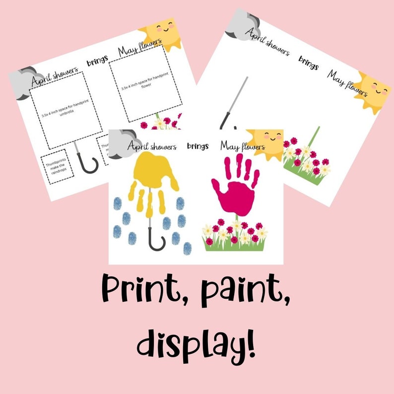 April Showers Handprint Thumbprint Art,april Showers Bring May Flowers ...