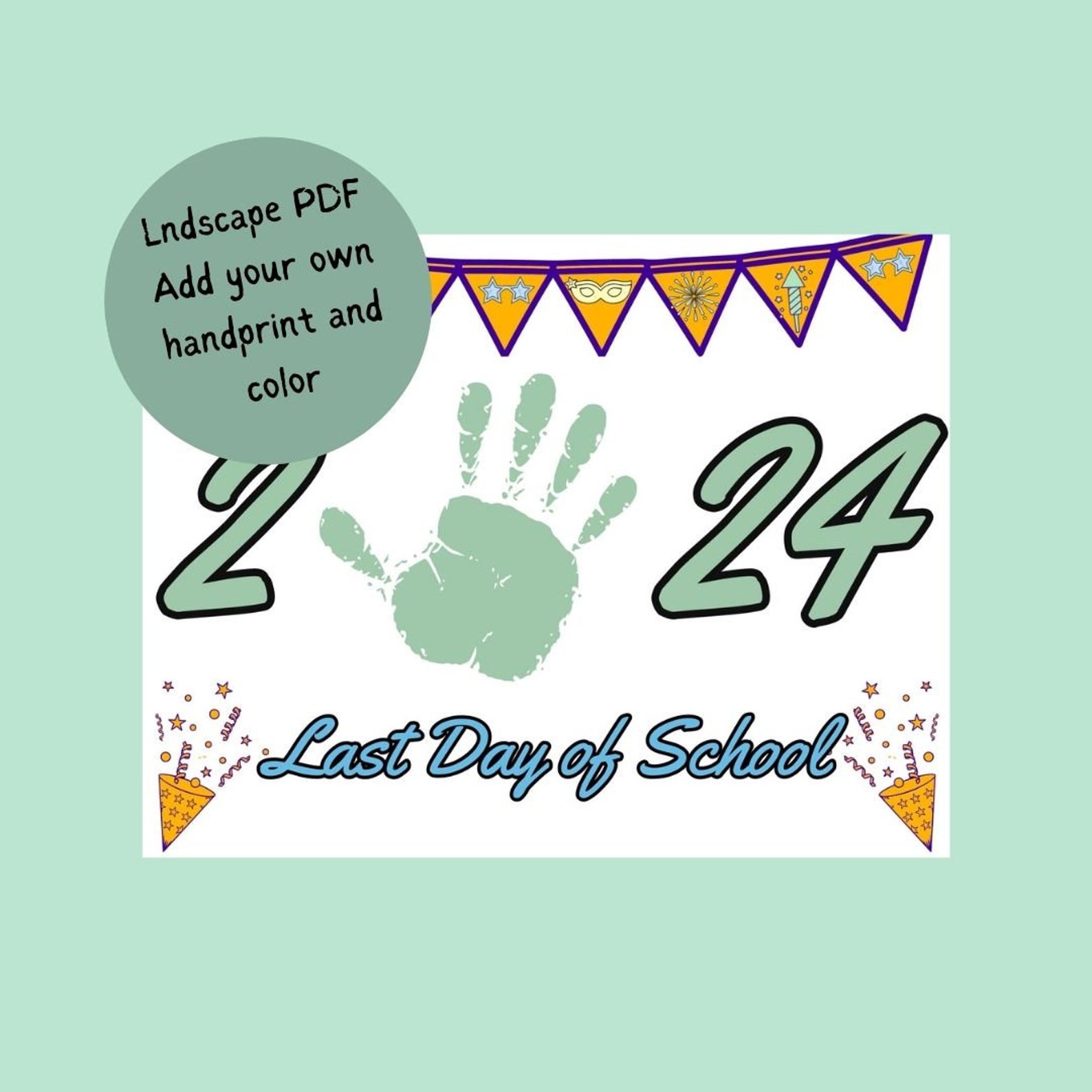 Last Day of School Handprint Coloring Page,end of School Handprint ...