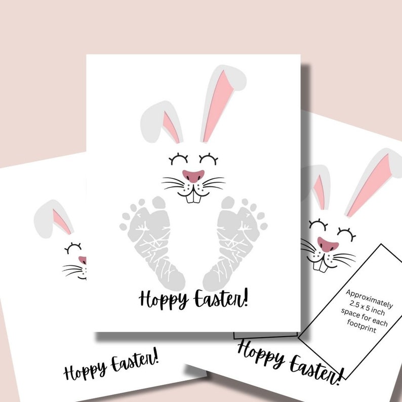 Bunny Footprint Easter Art Project, Easter Footprint Craft, Hoppy ...