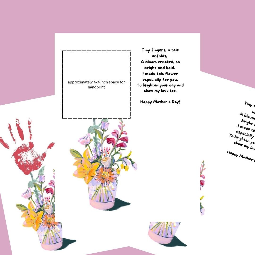 Mothers Day Flower Jar Handprint,flower Handprint,mothers Day Poem,poem ...