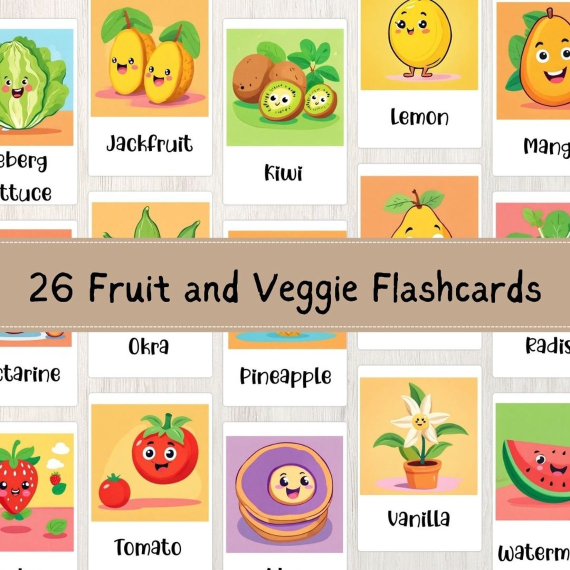 Alphabet Fruit and Veggie Flashcards,fruit Flashcards,vegetable ...