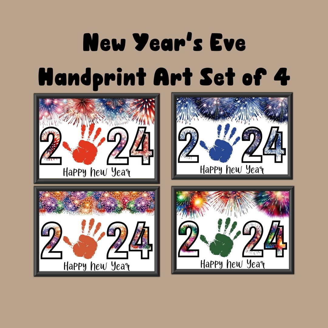 New Year's Eve Handprint Craft, Winter Handprint Art, Kid Crafts ...