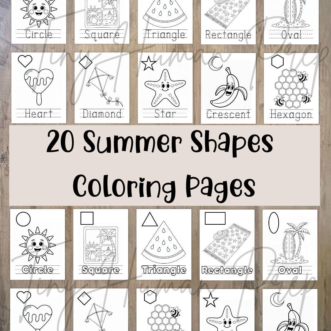 Summer Shapes Coloring Pages,shape Recognition,shape Worksheets,shape ...