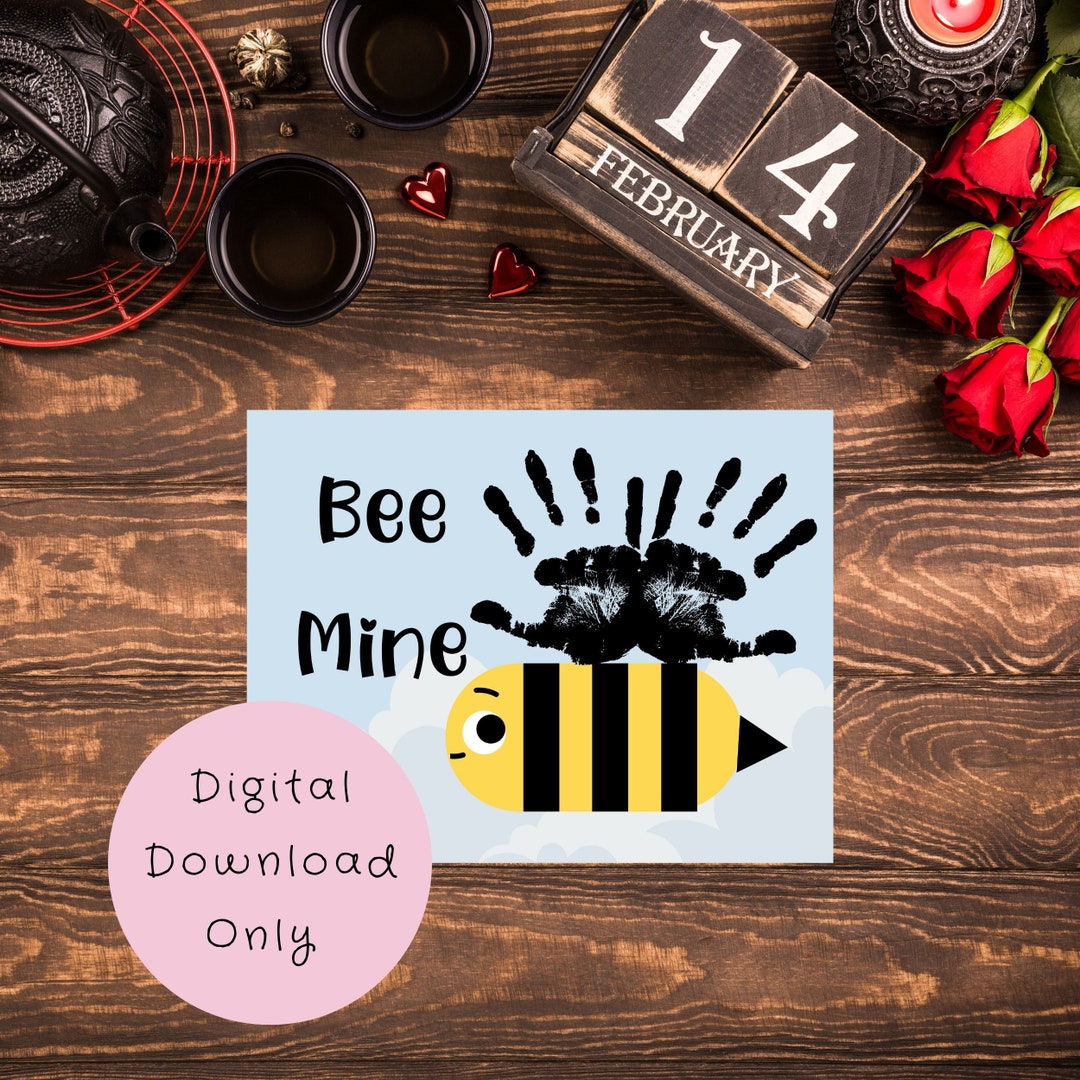 Bumble Bee Valentine Handprint Craft, Bee Mine, Diy Handprint Project ...