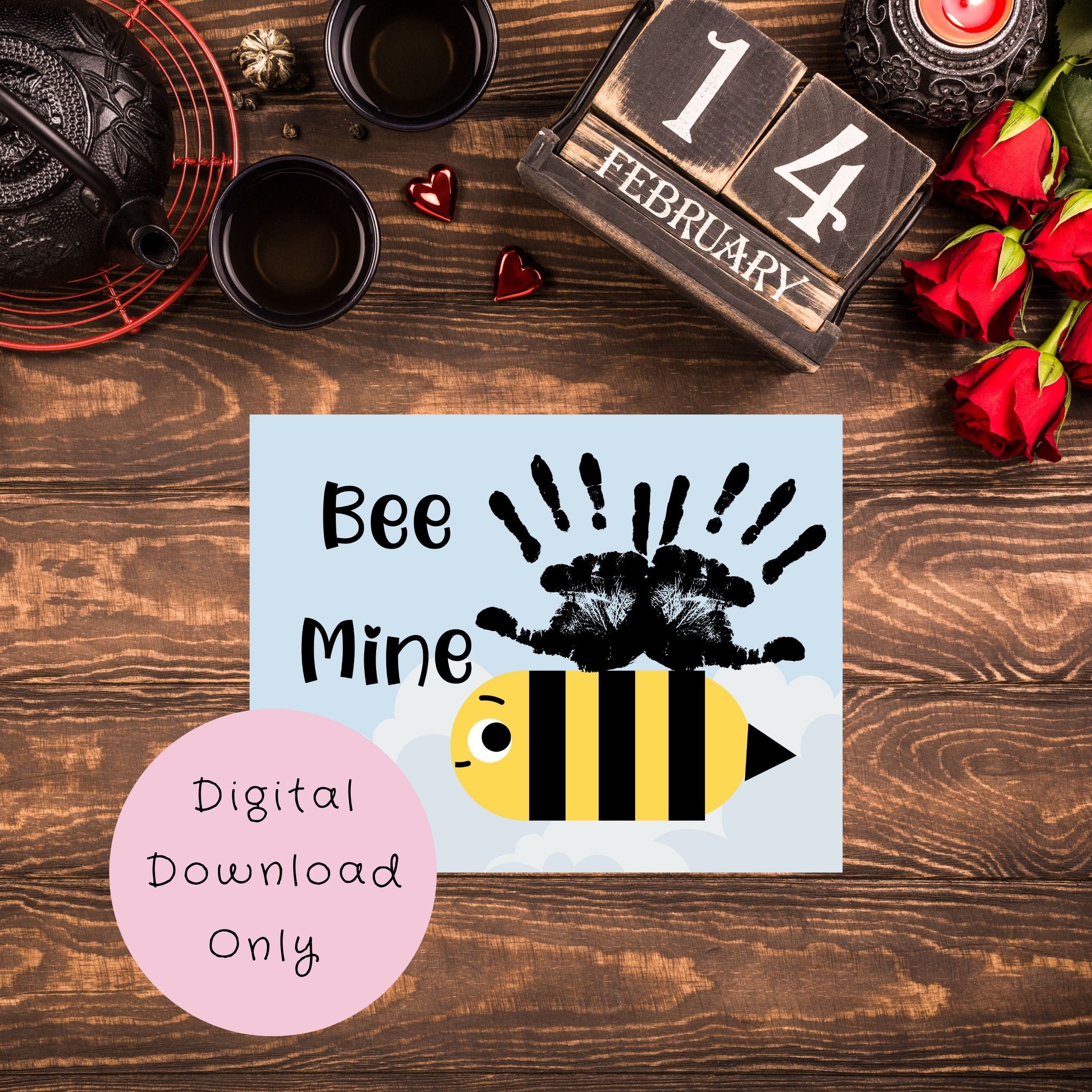 Bumble Bee Valentine Handprint Craft, Bee Mine, Diy Handprint Project ...