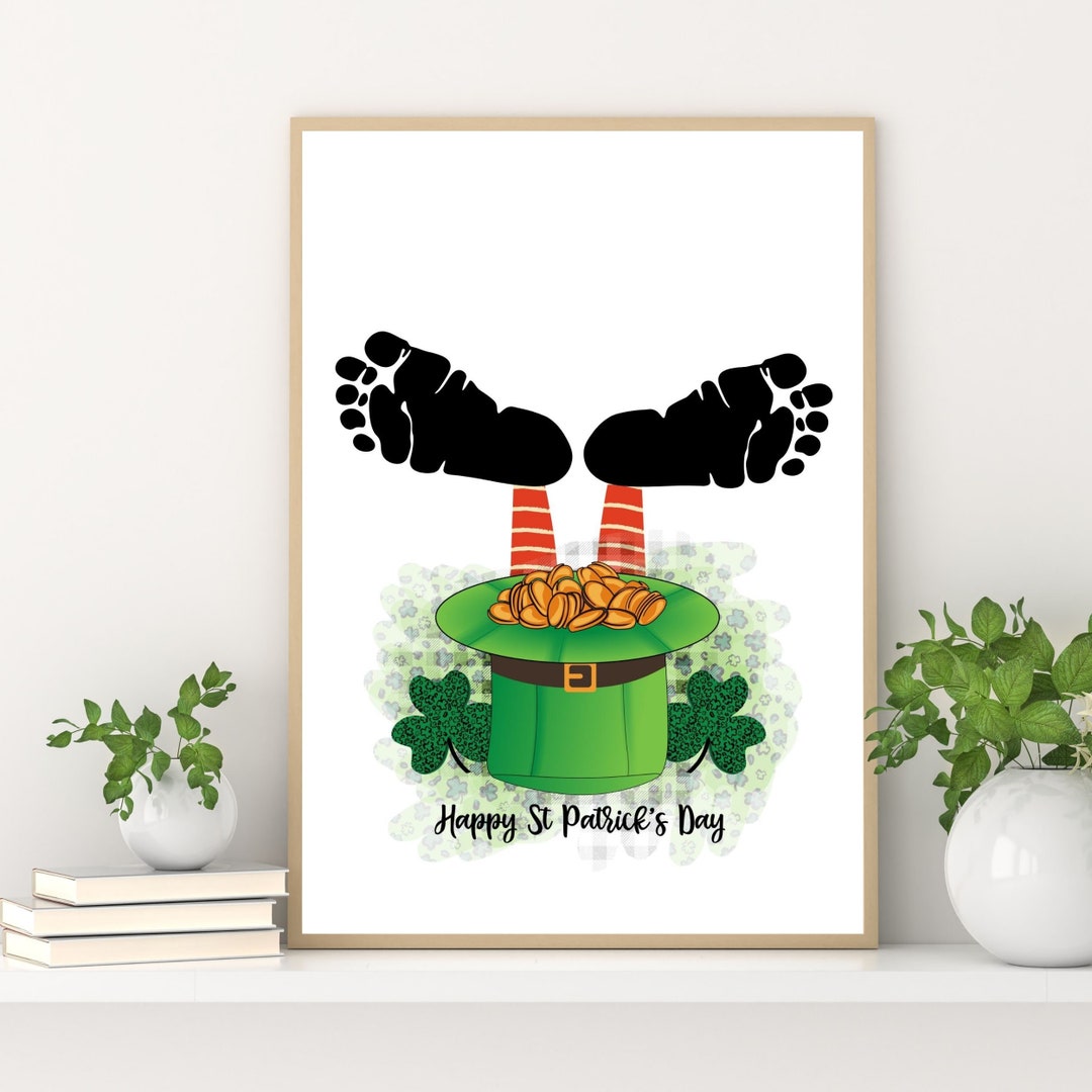 Leprechaun Footprint Art Project, St Patricks Day Footprint Craft, St ...