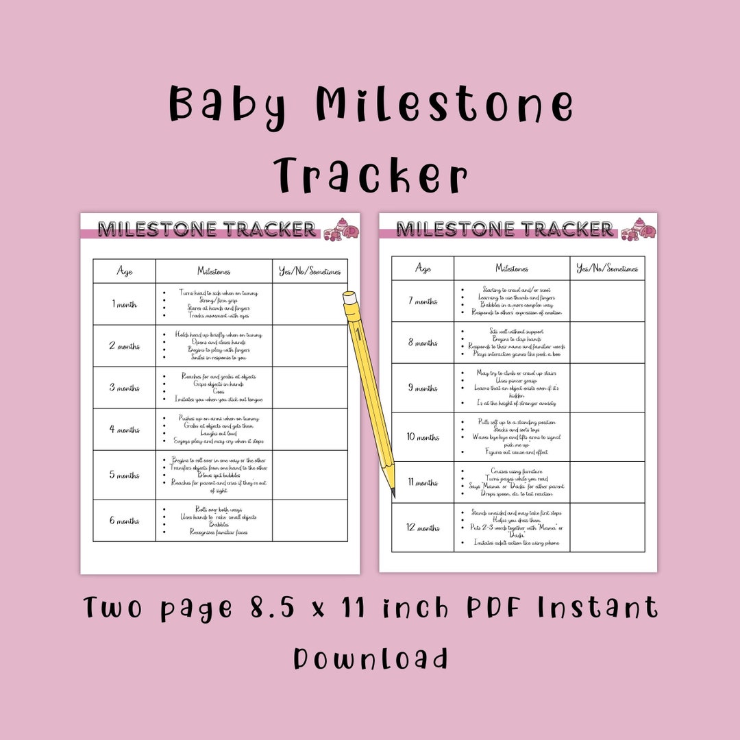 Pink Baby Milestone Tracker,baby Milestone Development,baby Development ...