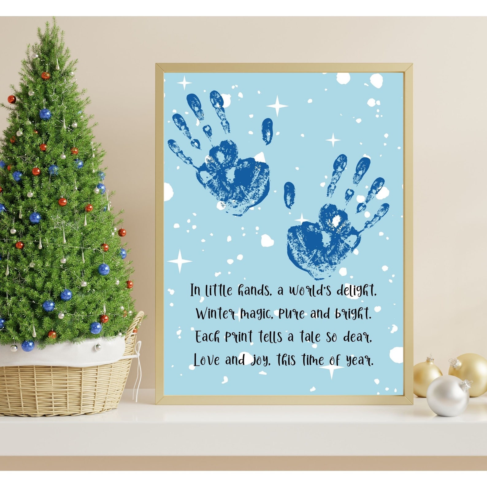 Christmas Handprint Footprint Art, Gift for Grandma and Grandpa ...