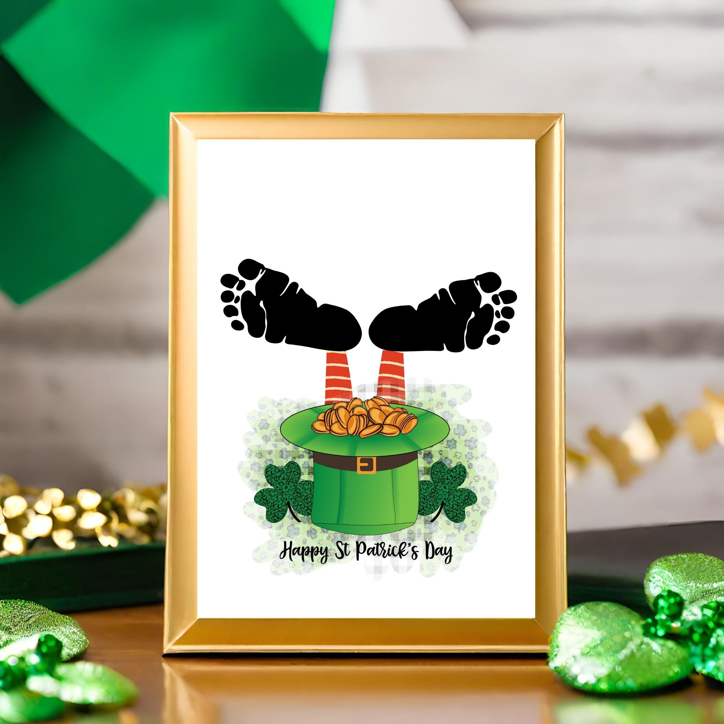 Leprechaun Footprint Art Project, St Patricks Day Footprint Craft, St ...