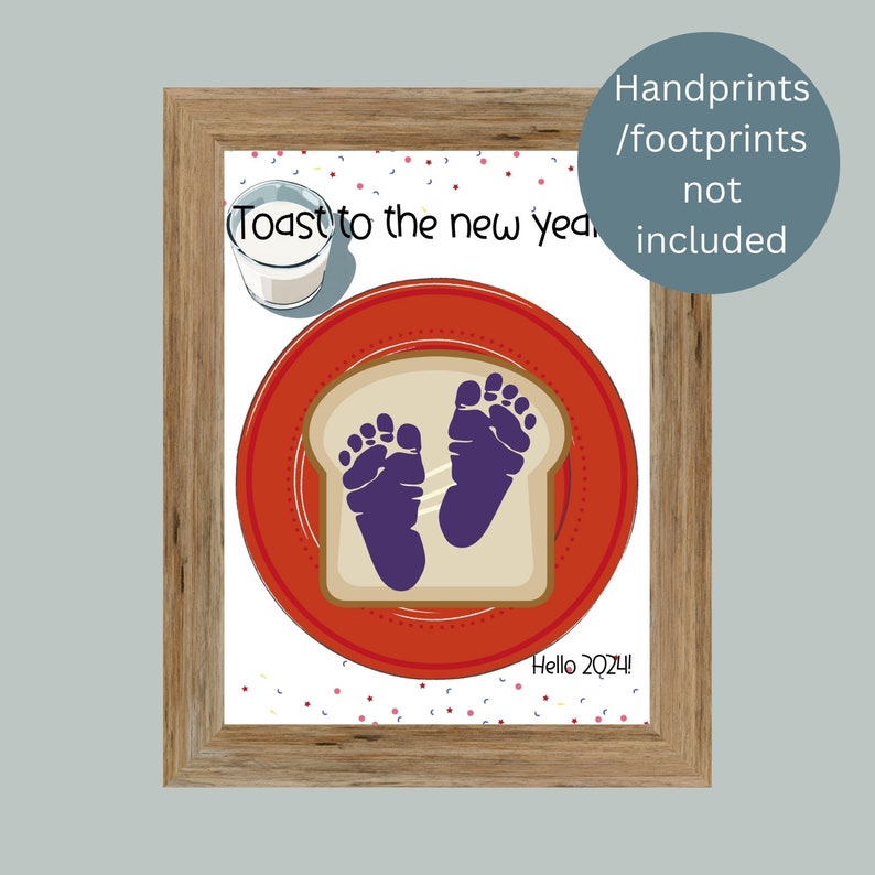 New Year Handprint Art, New Year's Footprint Craft, Toast to New Year ...