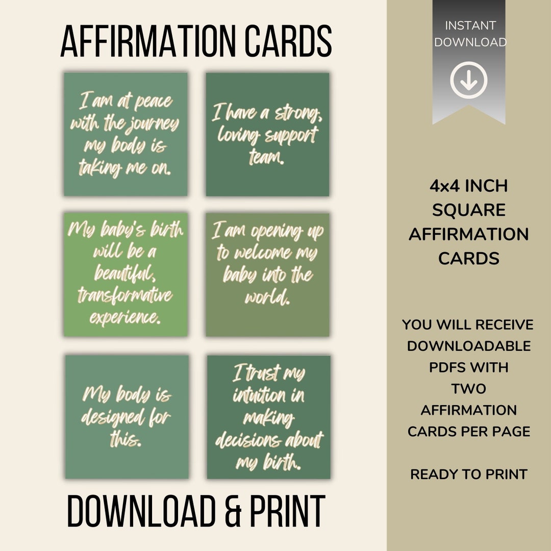 Birth Affirmation Printable Cards,positive Birth Quotes,digital ...
