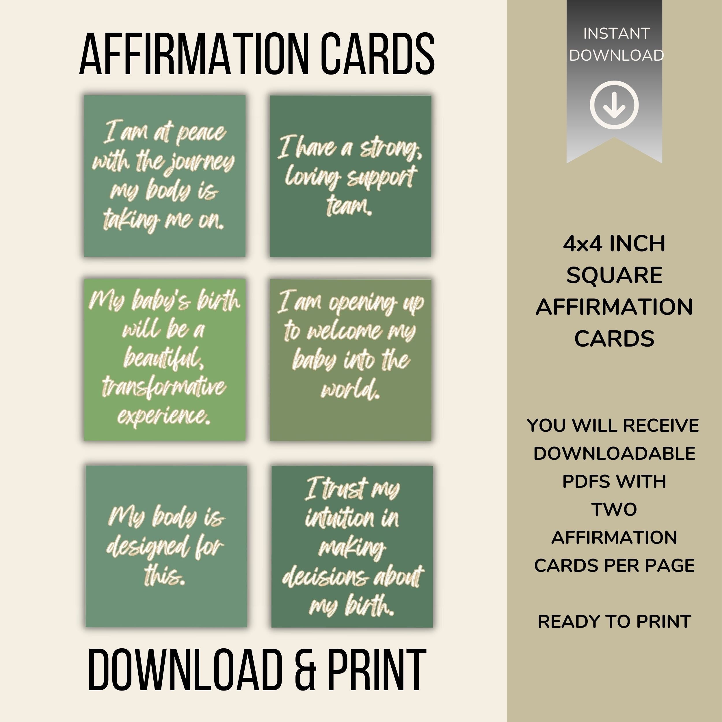 Birth Affirmation Printable Cards,positive Birth Quotes,digital ...