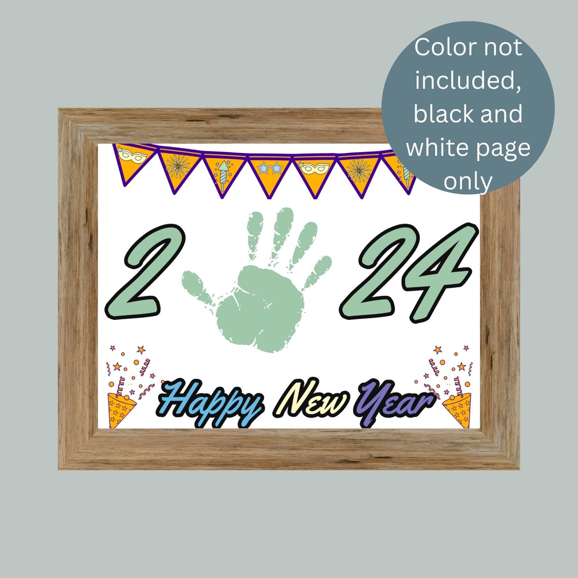 New Year Handprint, 2024 Handprint Art, Happy New Years Craft for Kids ...