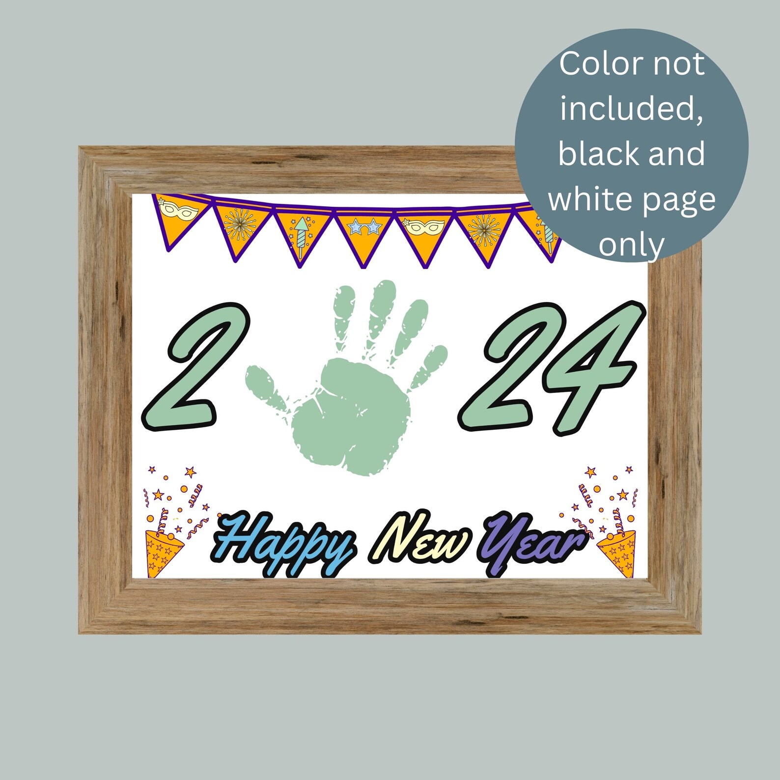 New Year Handprint, 2024 Handprint Art, Happy New Years Craft for Kids ...